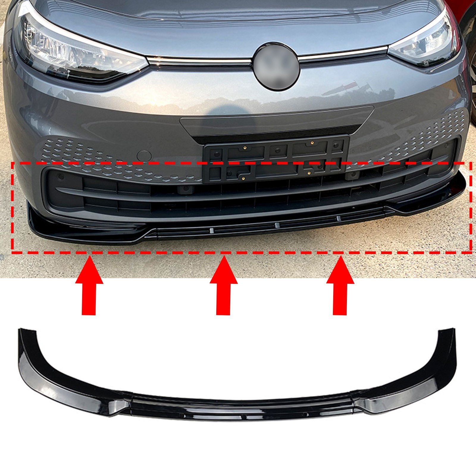 For VW ID.3 2019-2022 A Set Gloss Black Front Spoiler Lip Kit | eBay