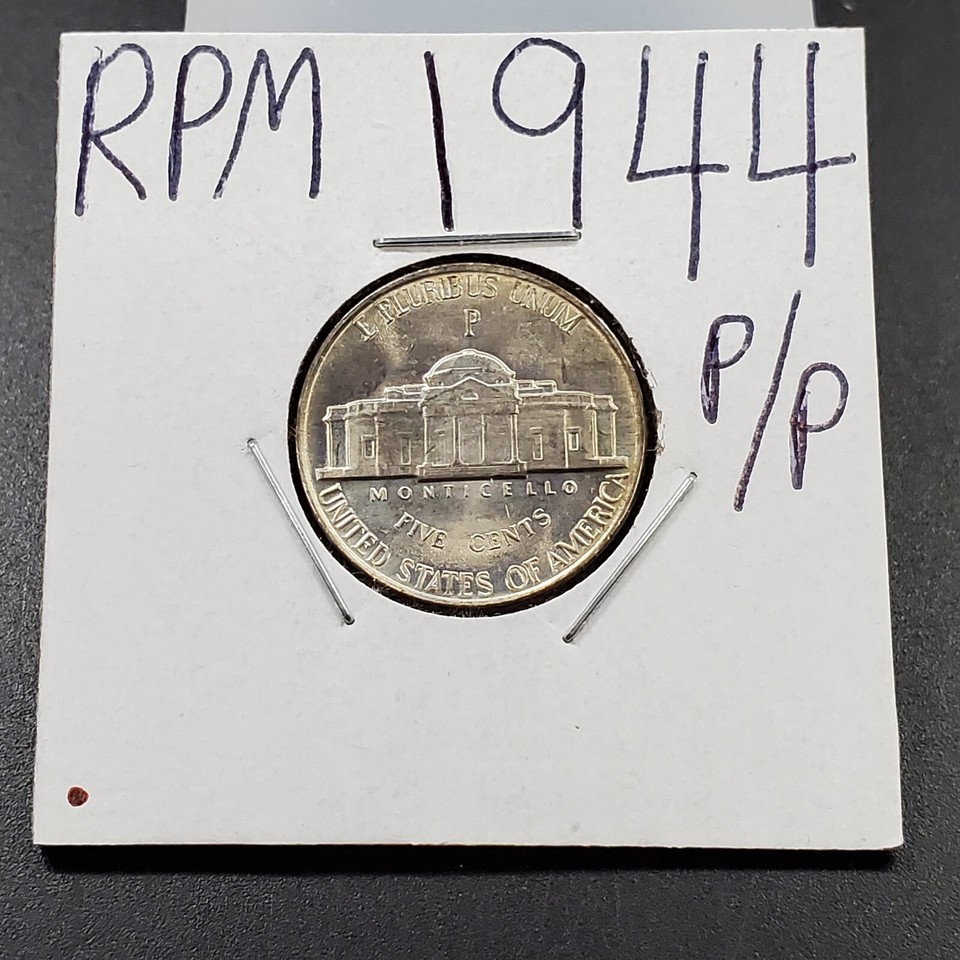 1944 P Jefferson War Nickel Variety RPM Repunched Mint Mark P/P BU UNC ...