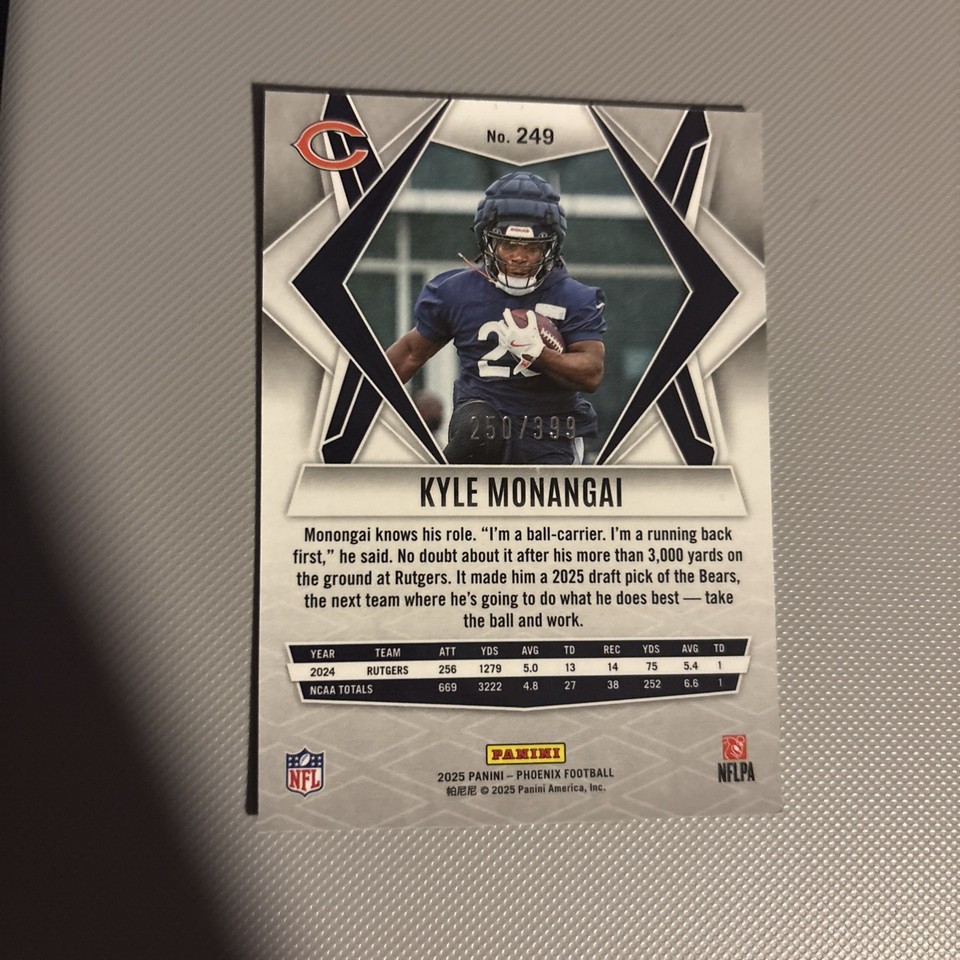 2025 Panini Phoenix Winter- Red Winter Kyle Monangai Rookie /399 Bears ...