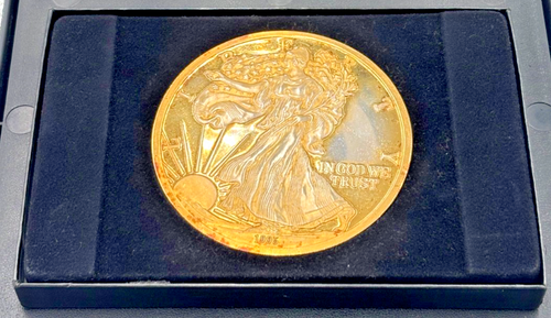 1995 Giant Half Troy Pound .999 Silver Eagle Proof & 24k Gold Gilding ...