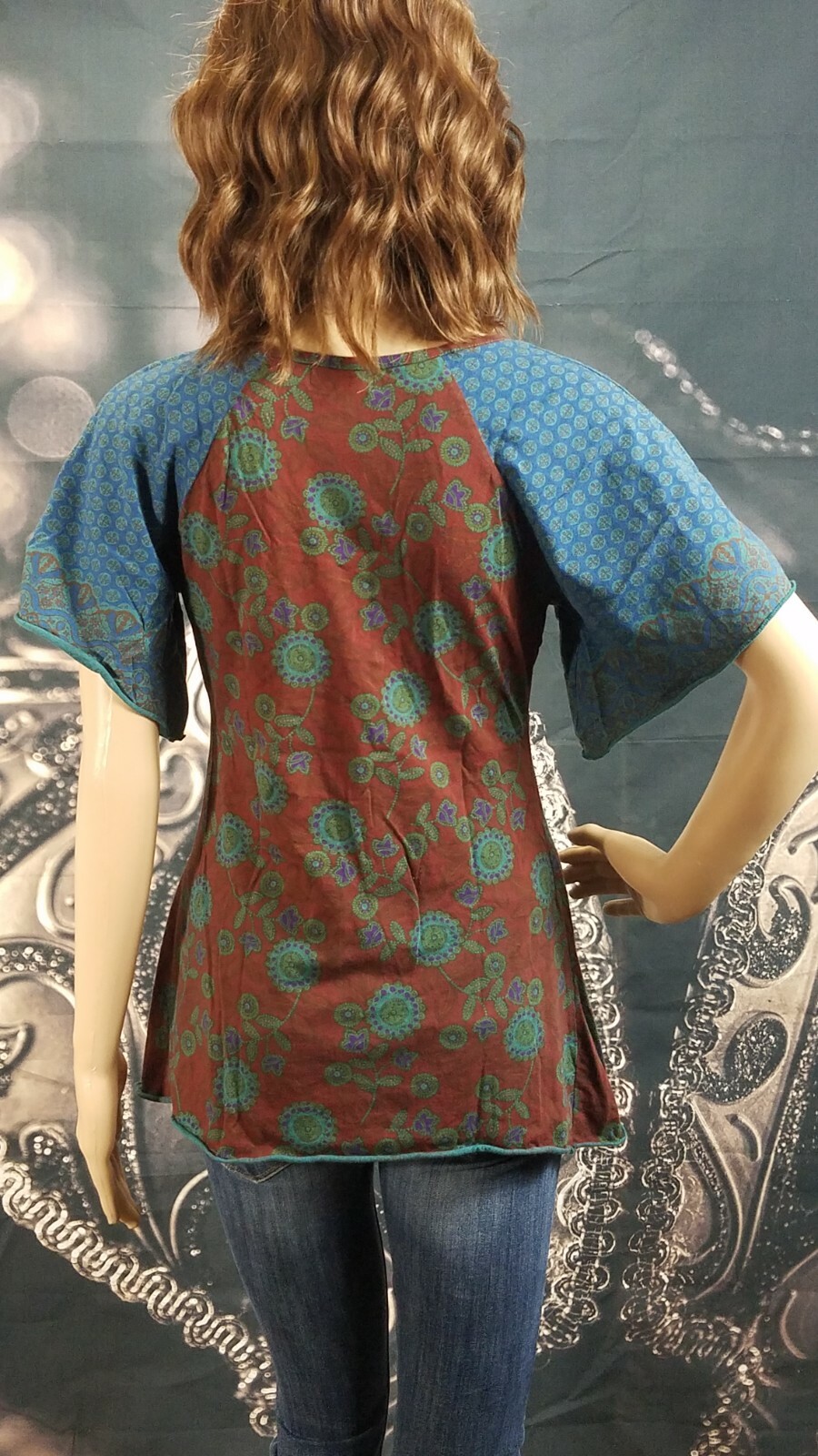 Unity World Wear Top Short Sleeve Floral Paisley Embroidered Womens ...