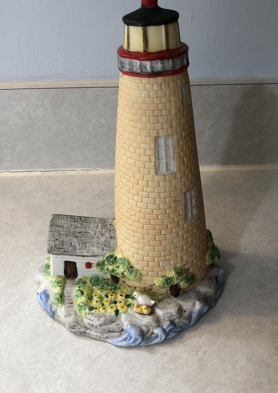 Vintage Lighthouse Music Box Porcelain Bisque Aldon 1987 8” Tower Sm ...