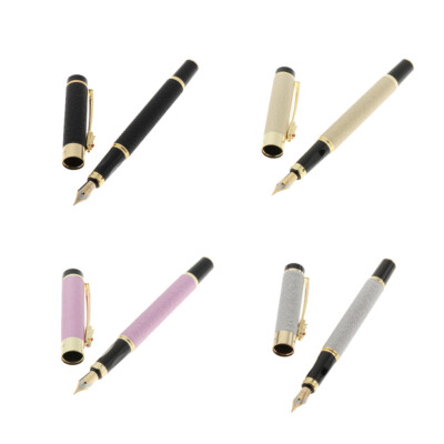 Caligraphy style Metal Fountain Pen Fine Nib Refillable Bladder Black ...