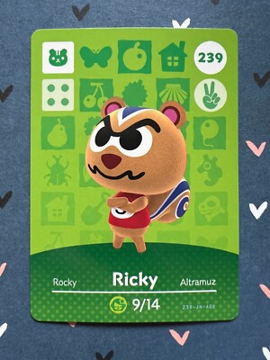 Ricky 239 amiibo card for Animal Crossing AUTHENTIC UNSCANNED Series 3 ...