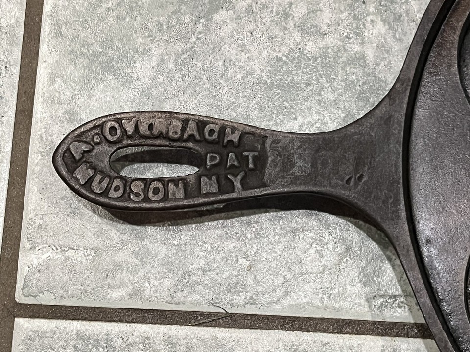Civil War Era Rare A. OVERBACH HUDSON CAST IRON 7 EGG SKILLET PAN NICE ...