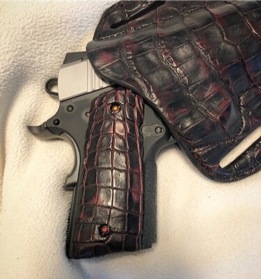 1911 GRIPS-GENUINE ALLIGATOR/CROC. FULL SIZE, COMPACT, BOBTAIL, Insured ...
