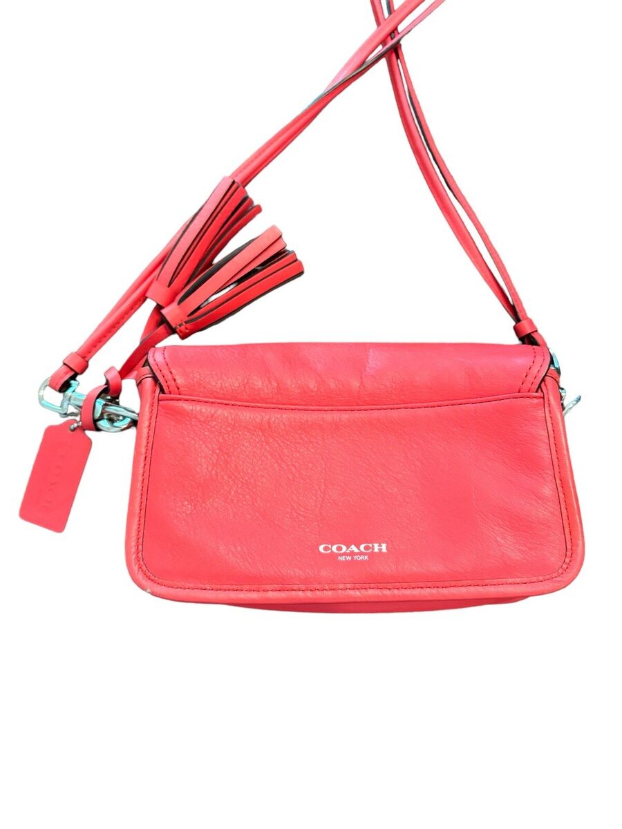 COACH 19914 Poppy Red Leather Penny Shoulder Crossbody Bag COACH 19914 Poppy Red Leather Penny Shoulder Crossbody Bag