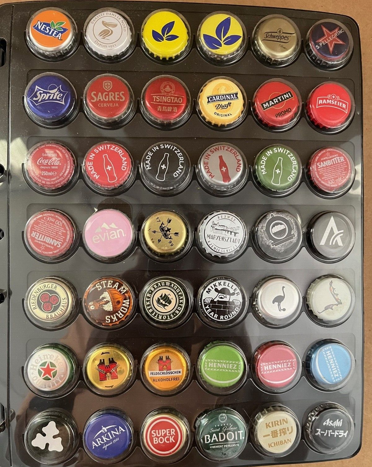 RARE Collector Bottle Cap Album 118 European Bottle Caps and 92 empty ...