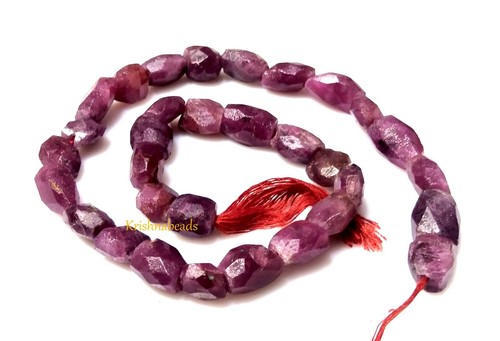 1 Strand Natural Ruby Nugget 6x9-8x11mm Faceted Loose Gemstone Beads 14 ...