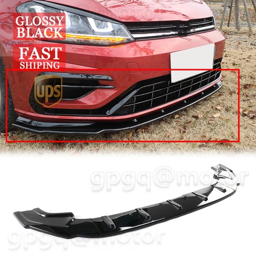 For VW GOLF R GTI MK7 MK7.5 15-21 CS Style Gloss Black Front Bumper Lip ...