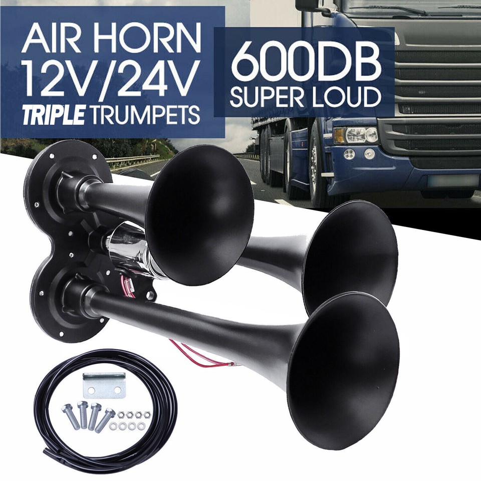 Super Loud Train Electric Air Horn 600DB Dual Trumpets Car Truck Boat ...