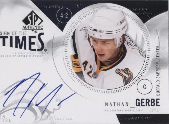 2009-10 SP Authentic - Sign of the Times Nathan Gerbe #ST-NG (AU) for ...