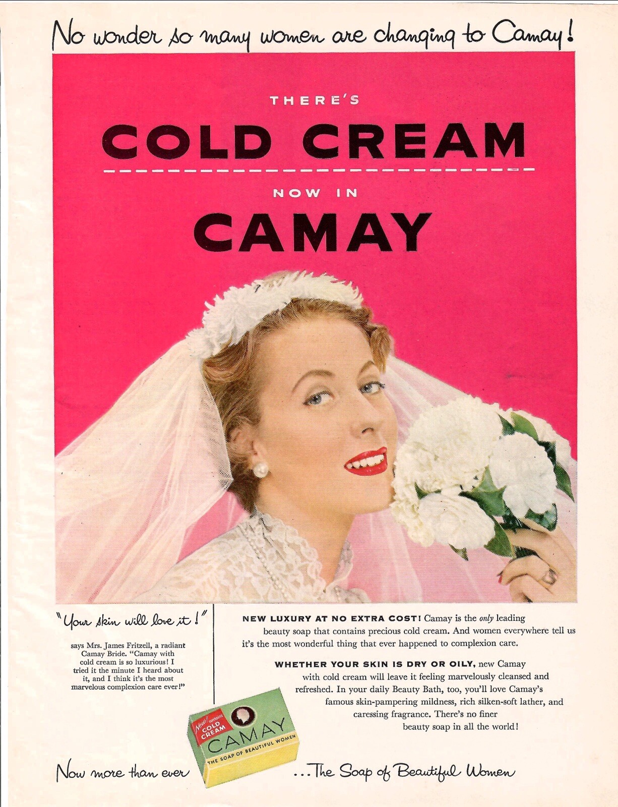 VINTAGE 1954 Camay Cold Cream Print Ad | eBay