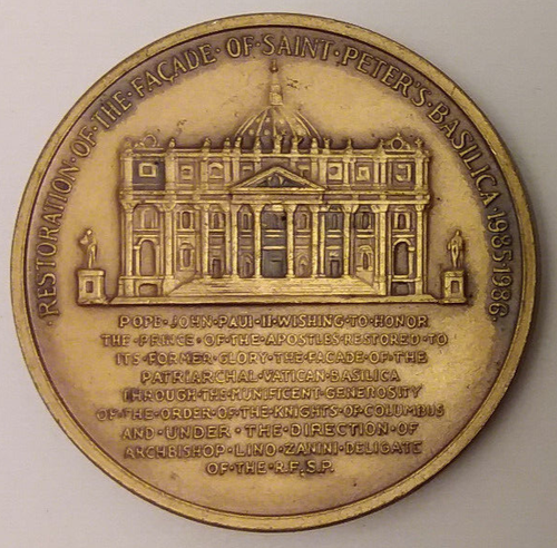 Restoring The Facade of St. Peter’s 1985-1986 Pope John Paul II Medal ...