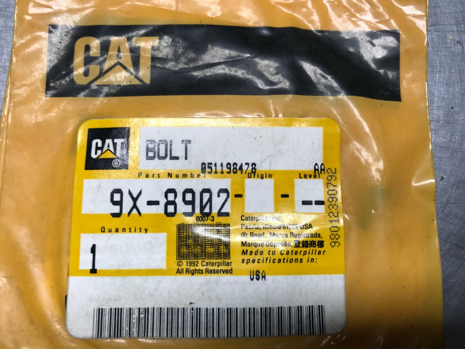 9X8902 GENUINE CAT SOCKET HEAD BOLT QTY of 2 M3X0.5X8-MM CATERPILLAR 9X ...
