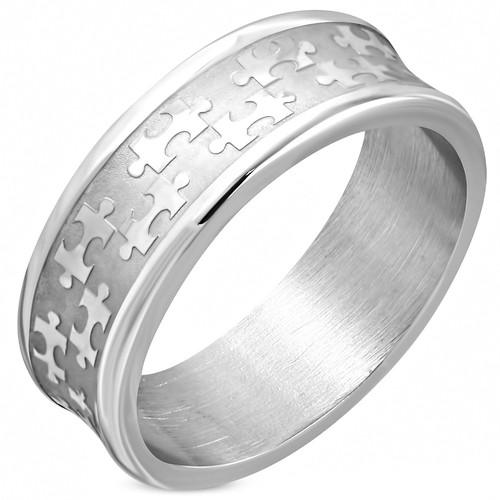 Puzzle Piece Autism Awareness Concave Stainless Steel Ring Sz 9-11 | eBay