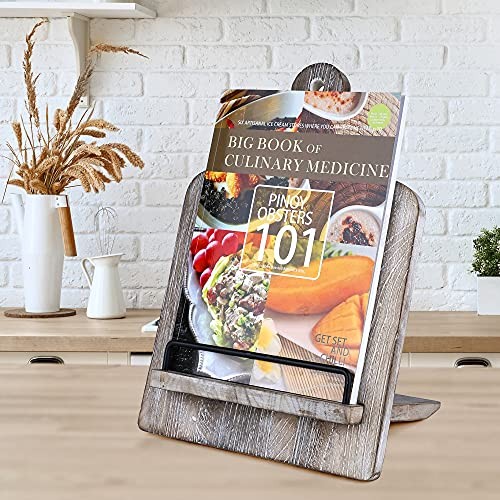 Cookbook Stand Wood Cookbook Holder: Farmhouse Kitchen Cookbook Stand ...