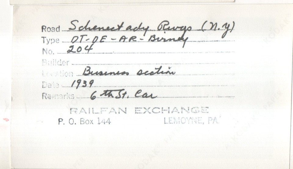 SCHENECTADY RAILWAYS Trolley NY 1939 New York Photograph | eBay