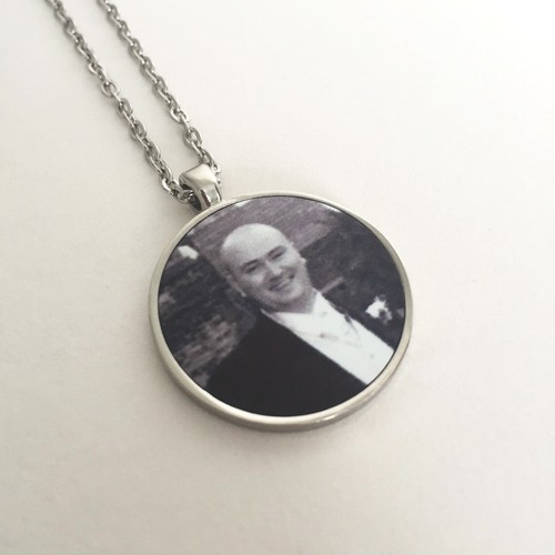 Memory Pendant & Chain - Silver Necklace Jewellery Photo Plaque with ...