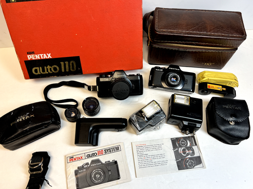 Two Pentax Auto 110 Cameras w/ extra Lenses & accessories! | eBay