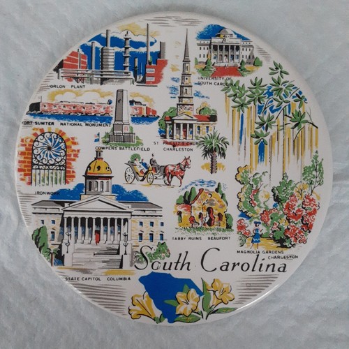 SOUTH CAROLINA ROUND DECORATIVE CERAMIC TILE/TRIVET 6" DIAMETER CORK | eBay