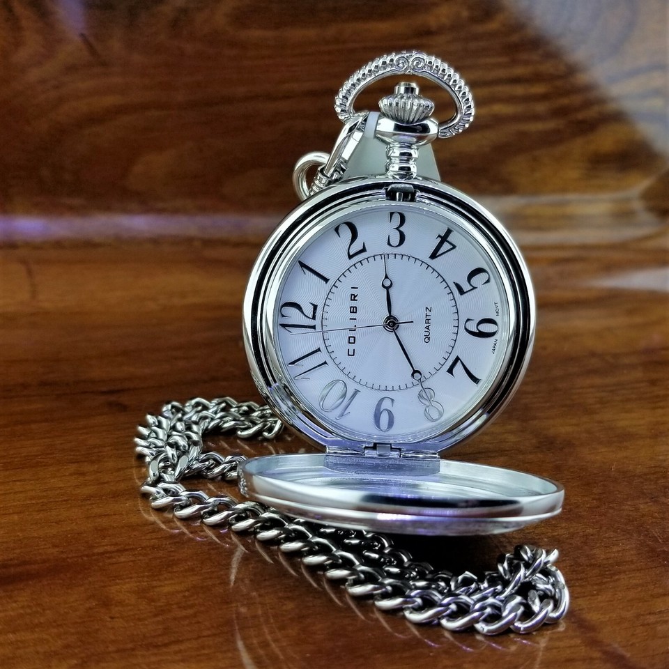 New Vintage COLIBRI Silver Art Deco Easy Read Pocket Watch | eBay
