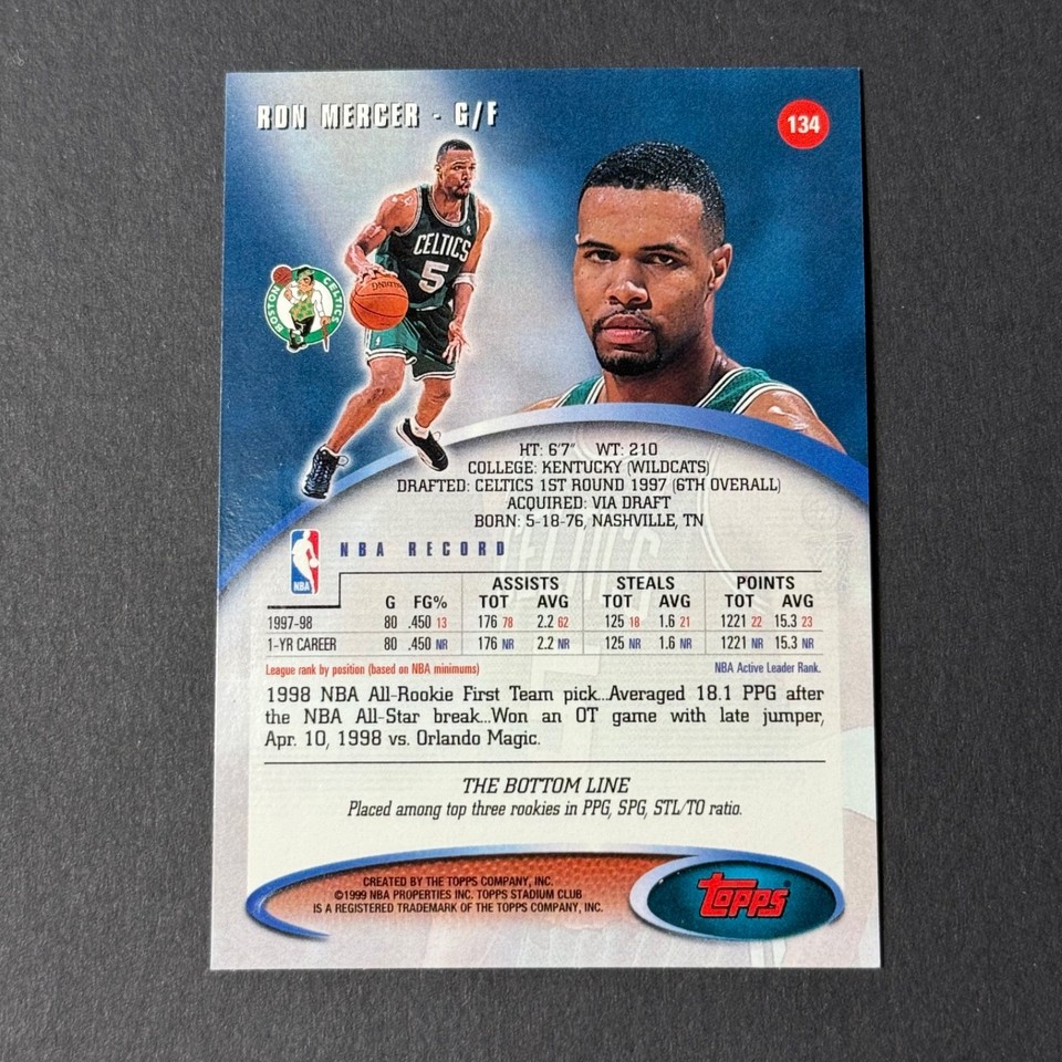 1998-99 Topps Stadium Club Ron Mercer Card #134 | eBay