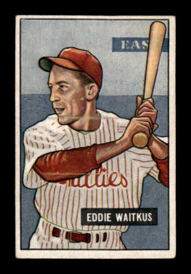 1951 Bowman Baseball #28 Eddie Waitkus VGEX CREASED Philadelphia ...