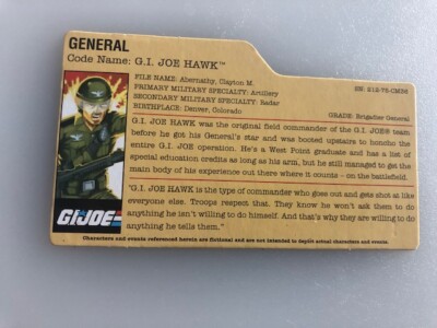 25th Anniversary GI JOE Filecard FILE CARD COBRA DVD PACK GENERAL HAWK ...