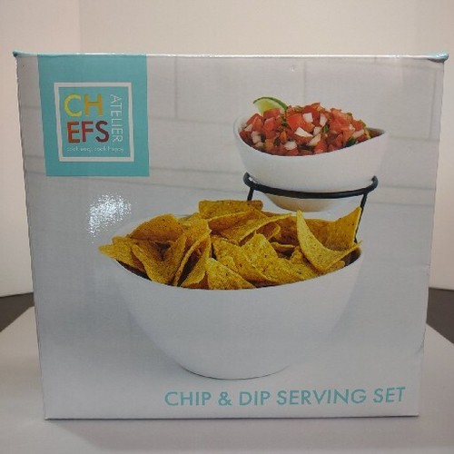 NIB 3PC. Chef's Atelier CHIP &DIP SERVING SET *NEW* 8"&5" BOWLS AND ...