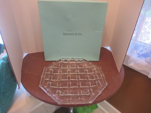 TIFFANY & Co BAMBOO GLASS OCTAGON PLATTER MINT W/BOX!!NR | eBay