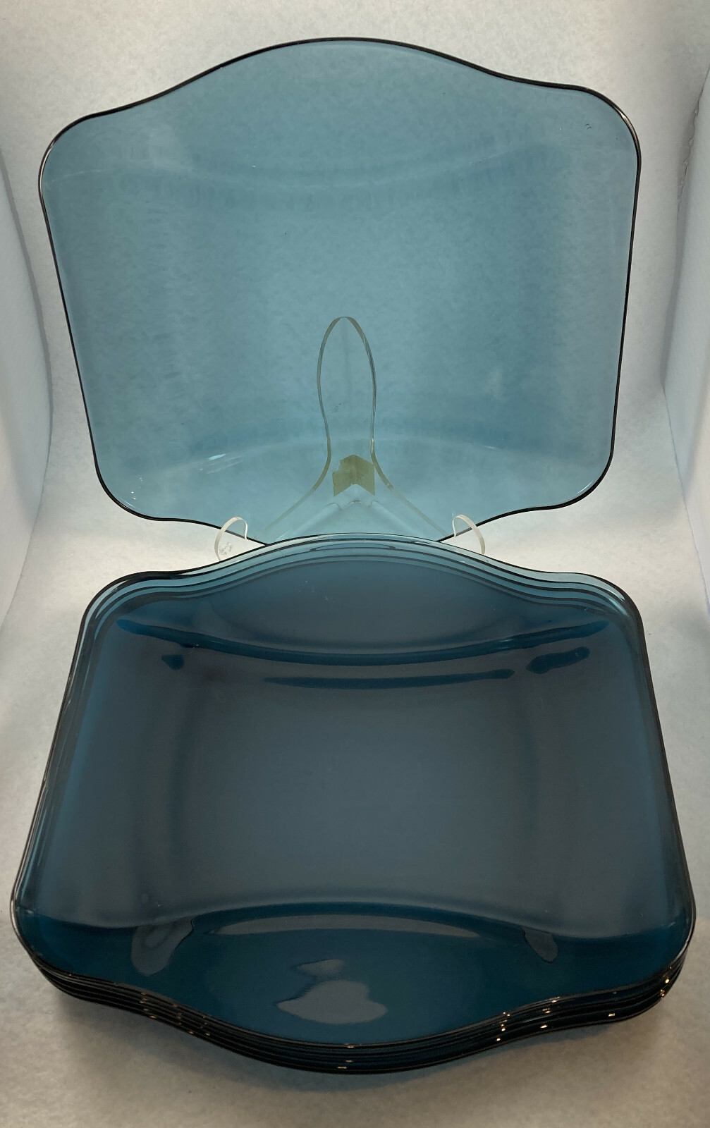 Transparent Blue Glass Rectangular Serving Plates Trays 10.75x10.25in ...