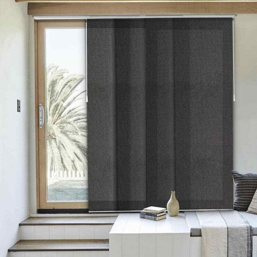 Ballroom Cut-to-Size Grey Light Filtering Sliding Panel Track Blind ...