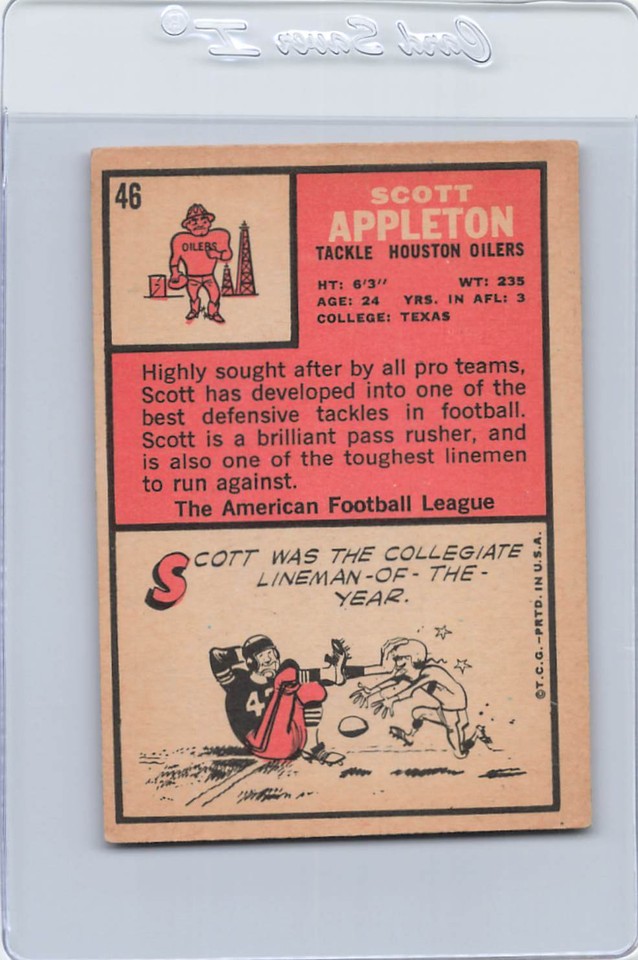 1966 Topps #46 Scott Appleton Oilers EX/MT *DA-C9145 | eBay