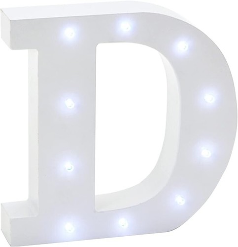 Decorative Wooden Letter "D" LED Light Sign - Battery Operated Marquee ...