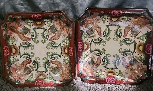 2 Vintage Hand Painted Hua Rong Tang Chinese Square Decorated Plates | eBay