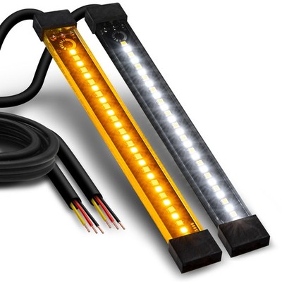 2pc 5" Universal Amber White LED Motorcycle Running Turn Signal Light ...