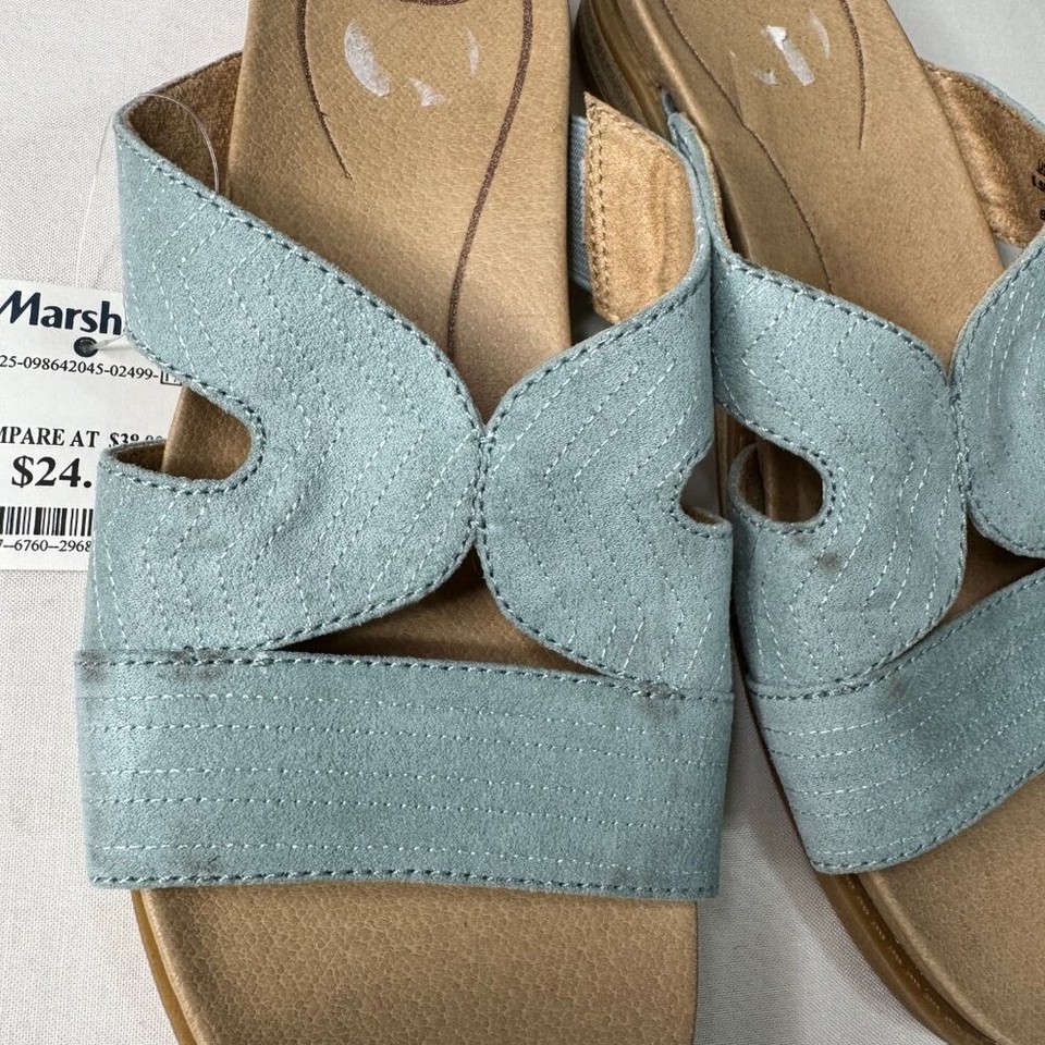Dr. Scholl’s Dusty Blue Slide Sandals Size 6.5M Comfort Footbed | eBay