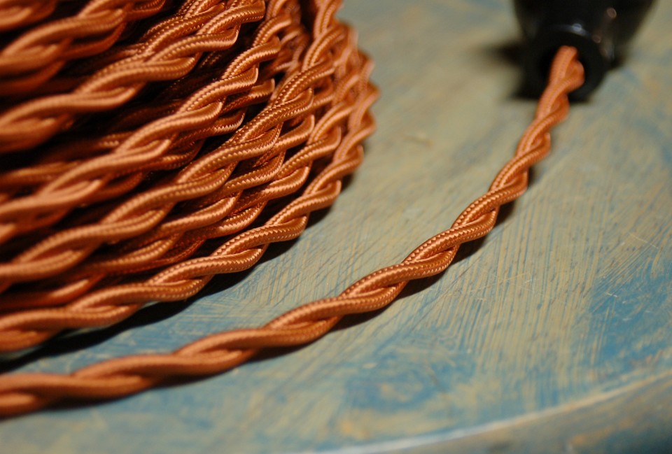 Copper Twisted Cloth Covered Wire, Vintage Style Lamp Cord, Antique ...