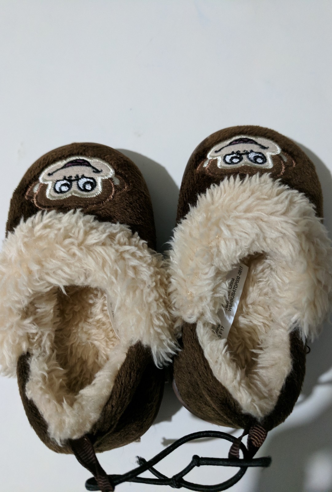 Kids boy girl fuzzy warm comfy monkey slippers size XS 3 NEW | eBay