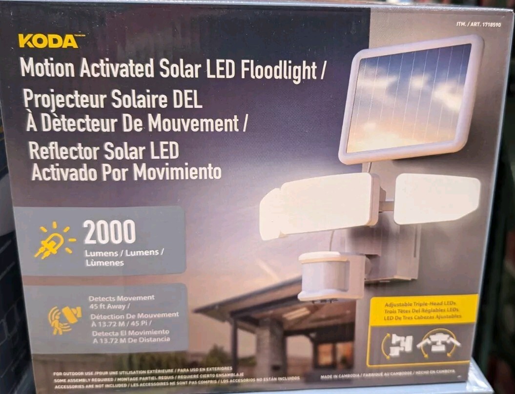 Koda Solar-Powered Motion-Activated LED Security Floodlight With ...