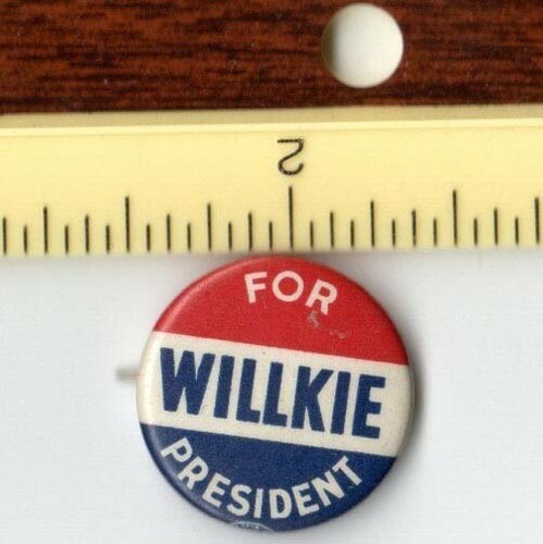 Vintage Willkie for President 1940 Red White Blue 7/8" Pinback Button ...