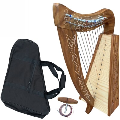 Celtic Irish Rose Harp 12 Strings Harp Solid Wood with Shelby Levers ...