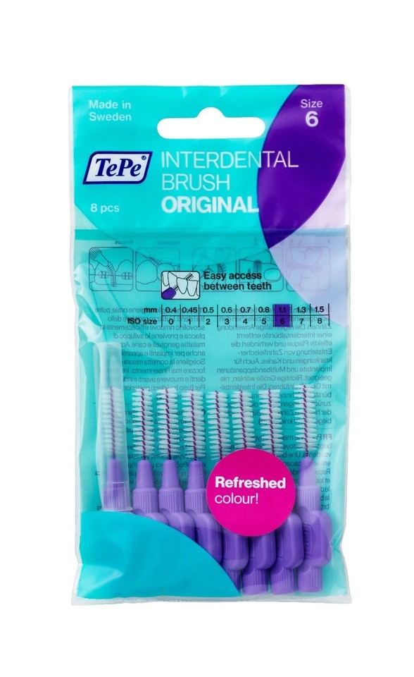TePe Purple 1.1mm Interdental Brush - Pack of 8 Brushes 7317400015453 ...