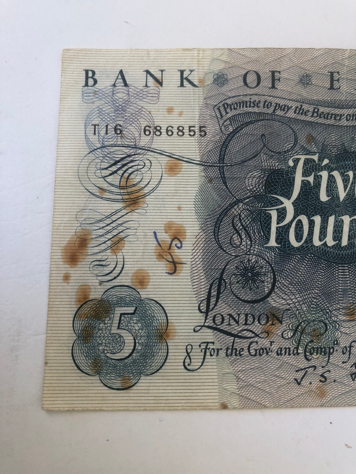 BANK OF ENGLAND FIVE POUND NOTE T16 686855 | eBay UK