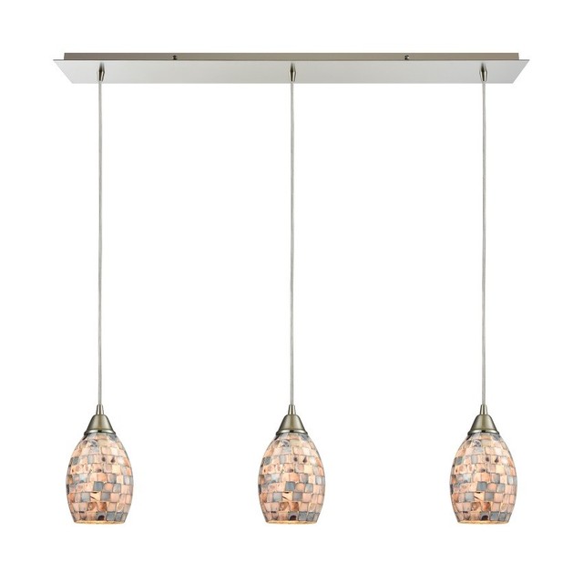 Elk Lighting Capri 3 Light Pendant in Nickel and Gray Capiz Shell for ...