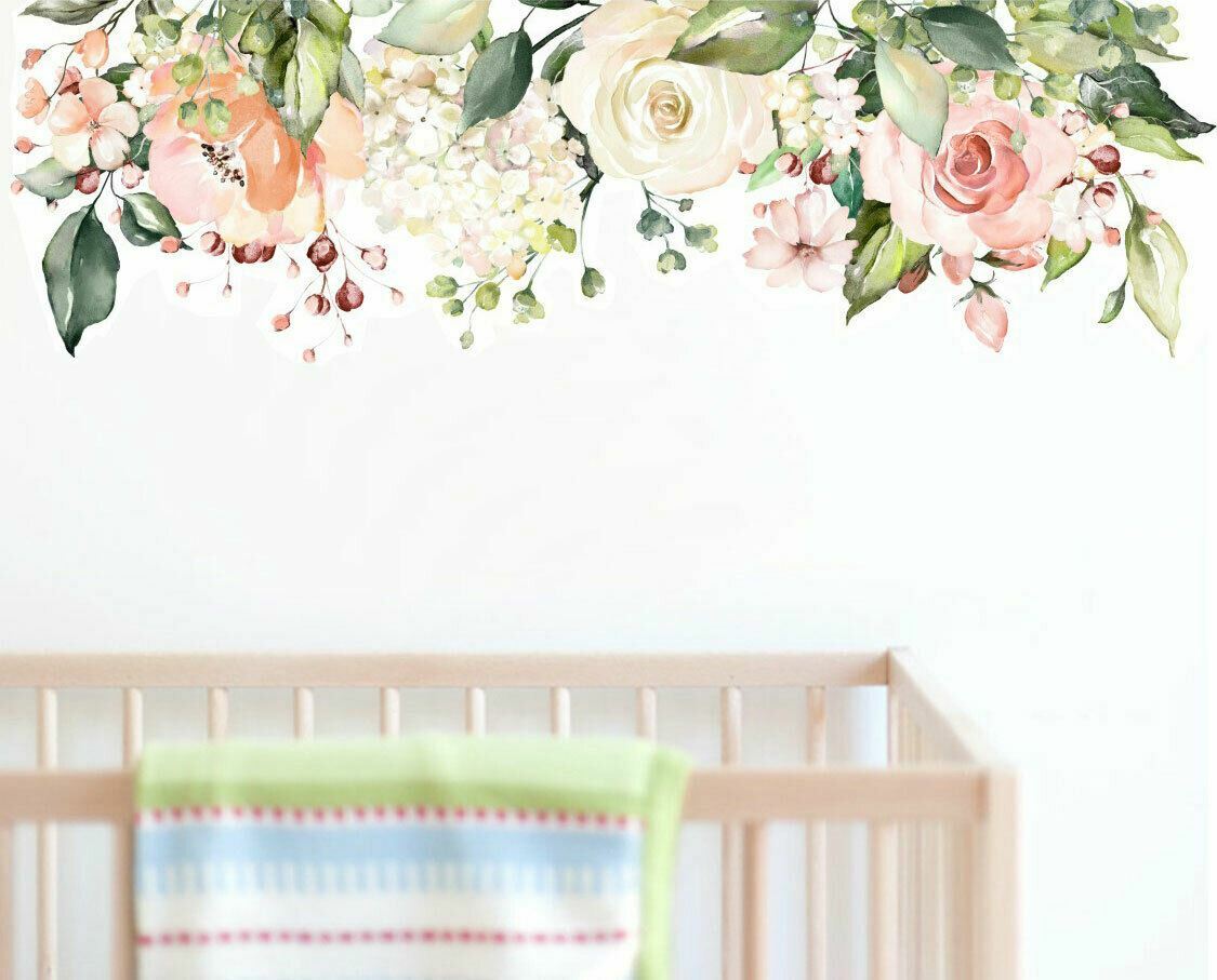 Rose Garden Flower Nursery Wall Sticker Home Decor Girls Kids Decal Art ...