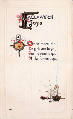 Halloween Spooky Card Poker Spider Web Owl Lantern Thorn Letter Vtg ...