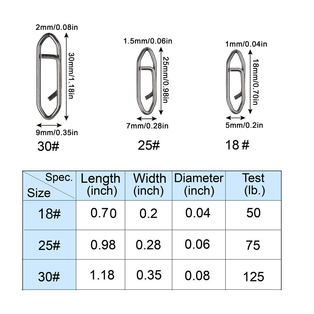 Quickly Change Fishing Power Clips Stainless Steel Speed Clips Snaps 50 ...