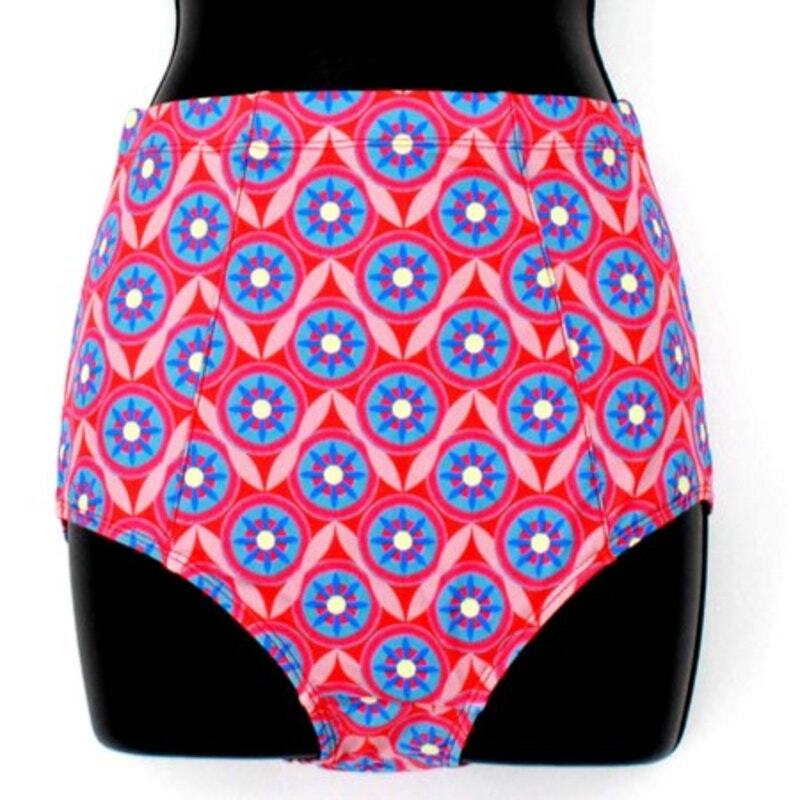 Swimsuit Pink & Blue Geo Print Bombshell Bottom Only X-Small